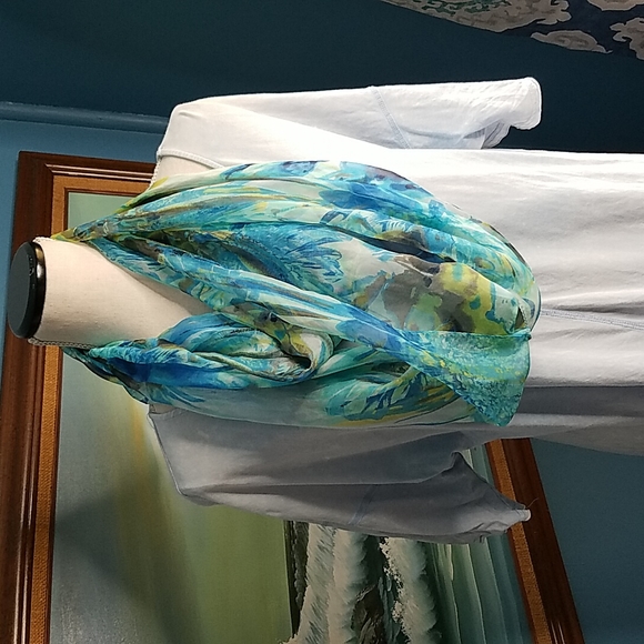 Accessories | Seas Watercolor Floral Sheer Infinity Scarf | Poshmark